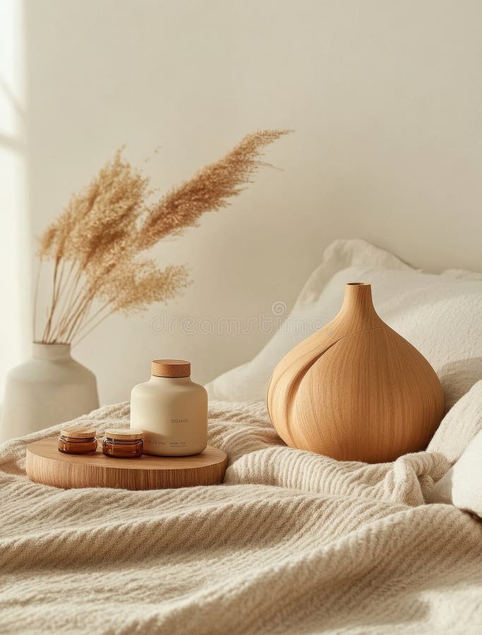 Wooden Aromatherapy Diffuser Set Stock Image - Image of home, grass ...