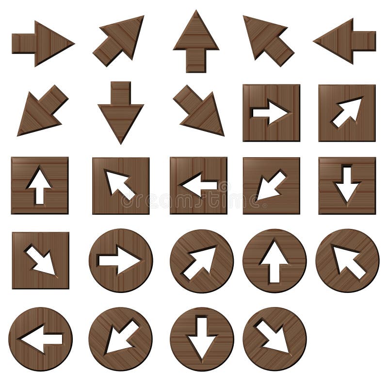 Wooden arrow buttons stock illustration. Illustration of decorative ...