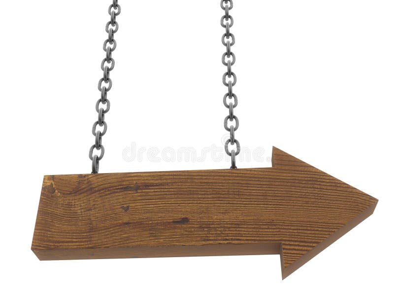 Wooden Arrow with Chain Isolated on White Stock Photo - Image of ...