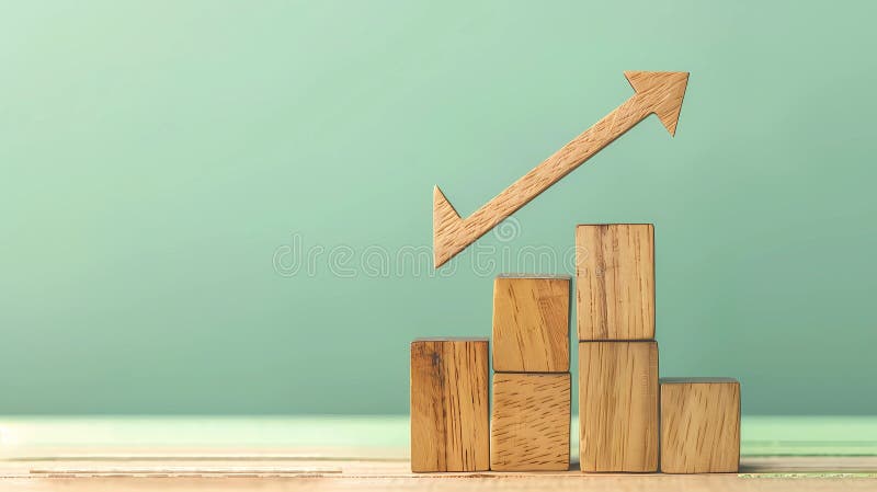 Wooden Arrow Growth Chart stock photo. Image of improvement - 325354684