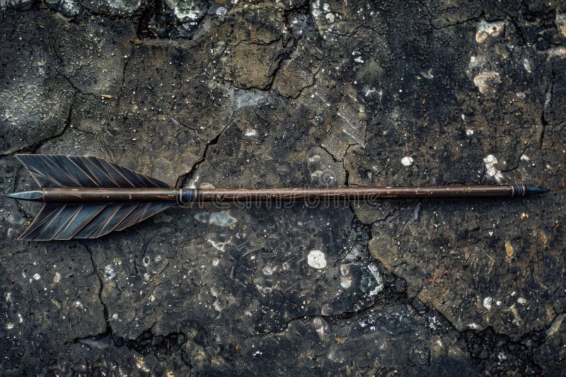 A Wooden Arrow Lying on Top of a Rock in the Wilderness Stock Photo ...