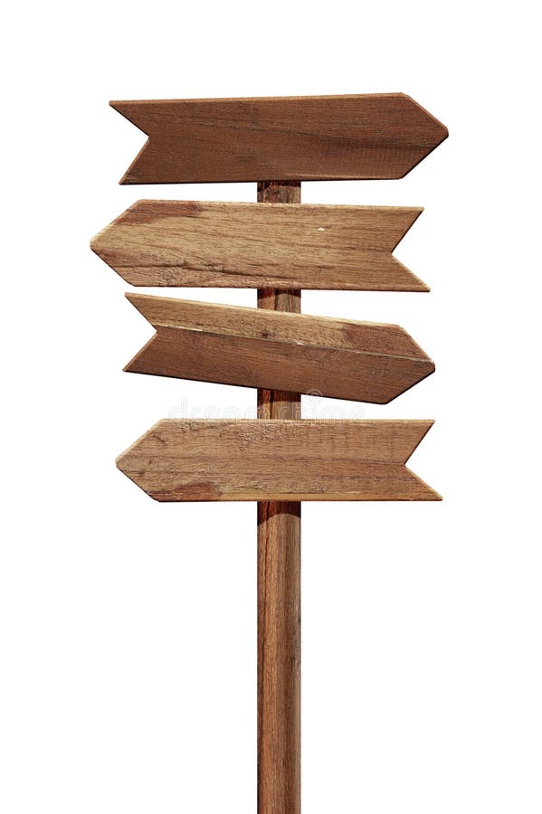 Wooden Arrow Sign Post or Road Signpost Isolated Stock Image - Image of ...