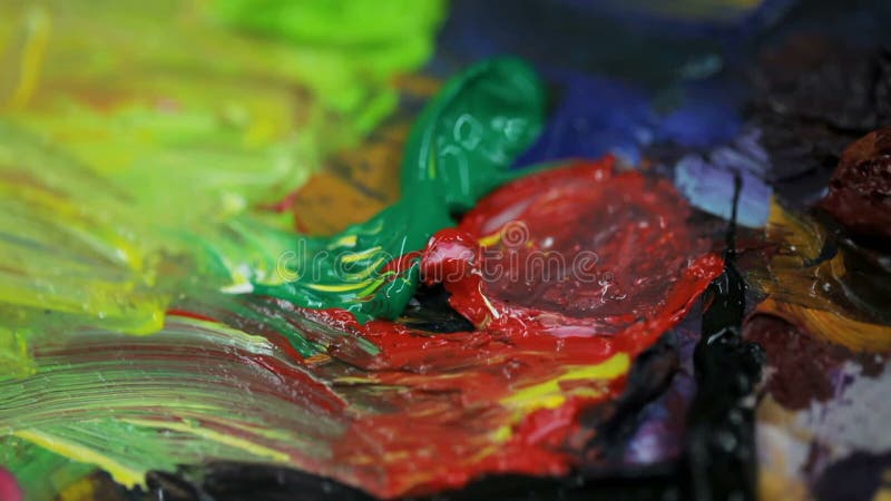 Wooden Art Palette with Oil Paints. Mixing Colors Together Stock Video ... Wooden Art Palette with Oil Paints. Mixing Colors Together Stock Video ...