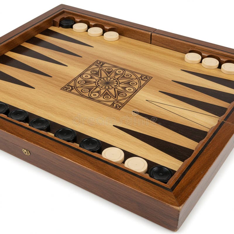 Wooden Backgammon Board Featuring a Central Decorative Design with ...