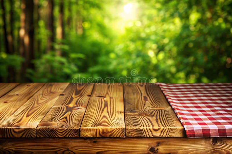 Wooden Background with Empty Table Stock Illustration - Illustration of ...