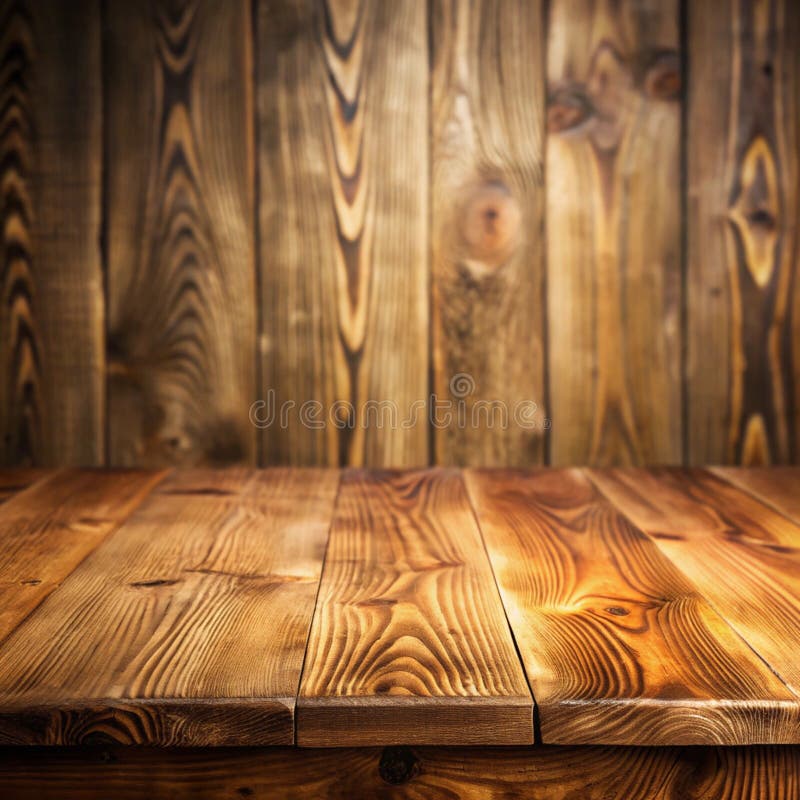Wooden Background with Empty Table Stock Illustration - Illustration of ...