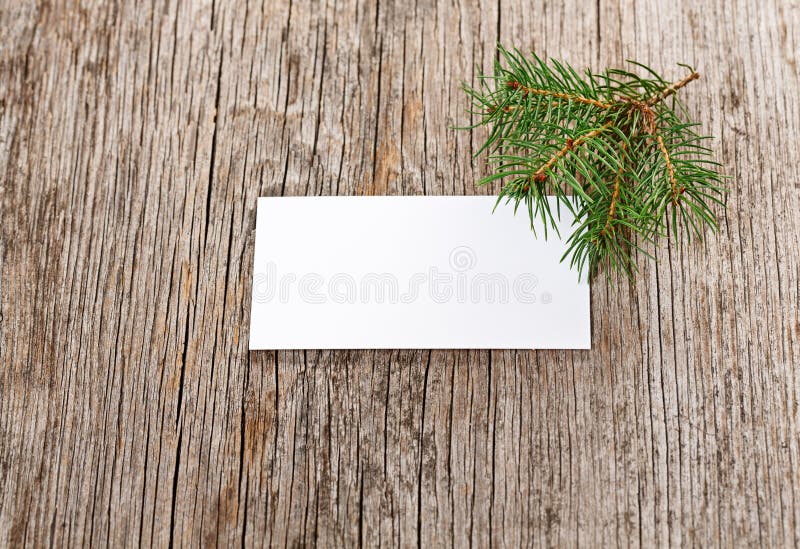 Wooden Background with Empty White Card Stock Image - Image of card ...