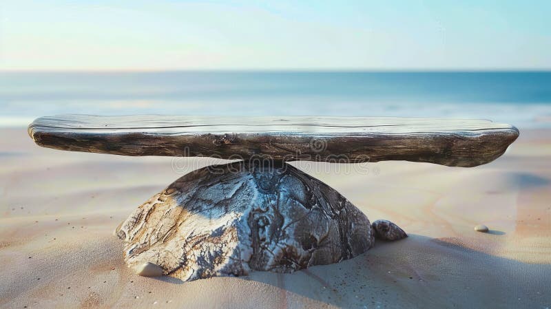 A Wooden Balance on the Beach Stock Photo - Image of ocean, nature ...