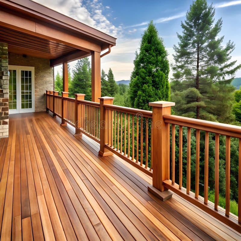 A Wooden Balcony Design that Blends Elegance and Functionality Stock ...