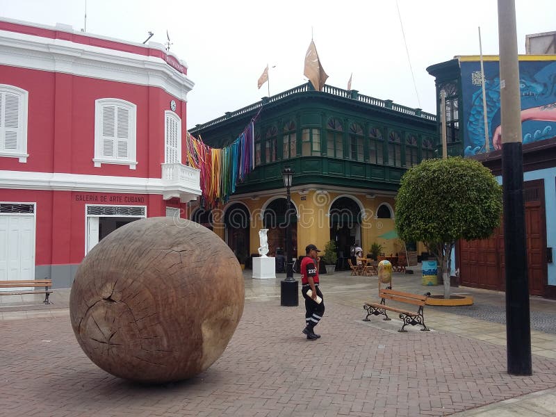 Wooden Ball on the Square in the City of Lima. Peru Editorial ...