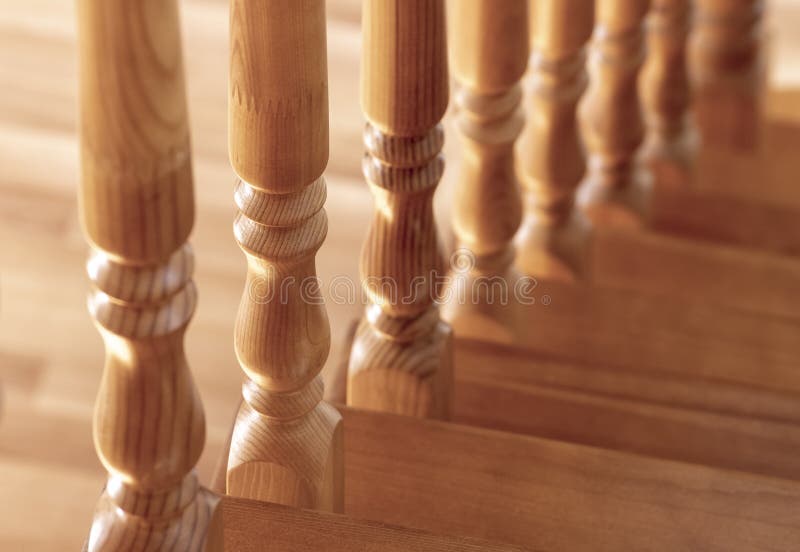 Wooden baluster close-up stock image. Image of comfort - 214878687