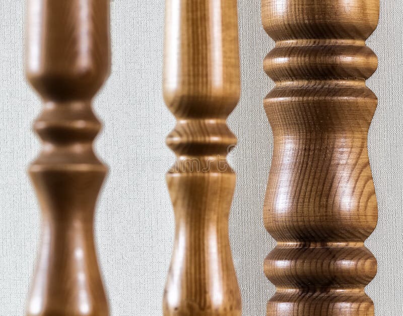 Wooden baluster close-up stock image. Image of feature - 232140415