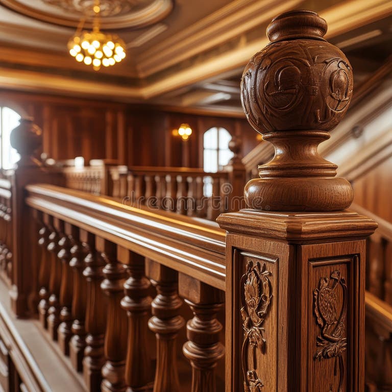 Wooden Balustrade in the Interior of a Restaurant. 3d Rendering Stock ...