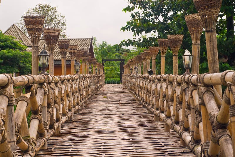 Wooden Bamboo bridge stock photo. Image of environment - 21465622