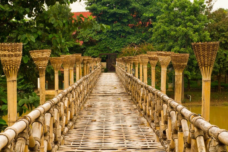 Wooden Bamboo bridge stock image. Image of environment - 21465649