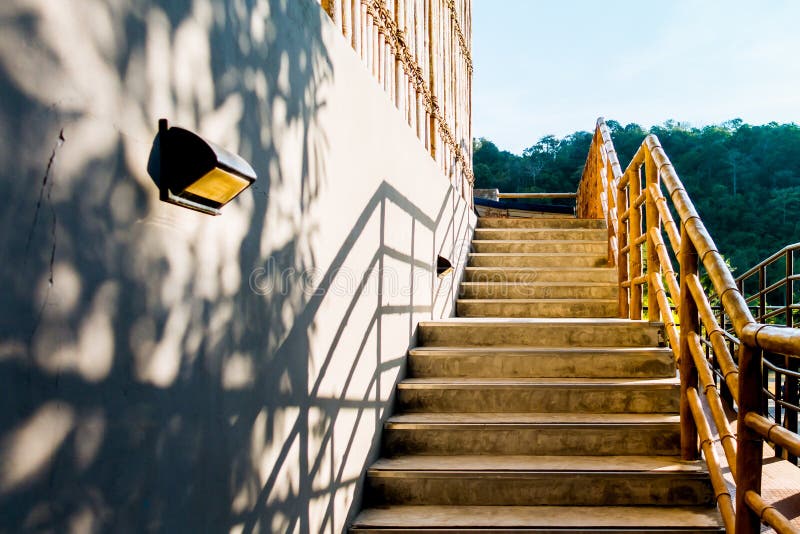 Wooden Bamboo Staircase Architecture Details Stock Image - Image of ...