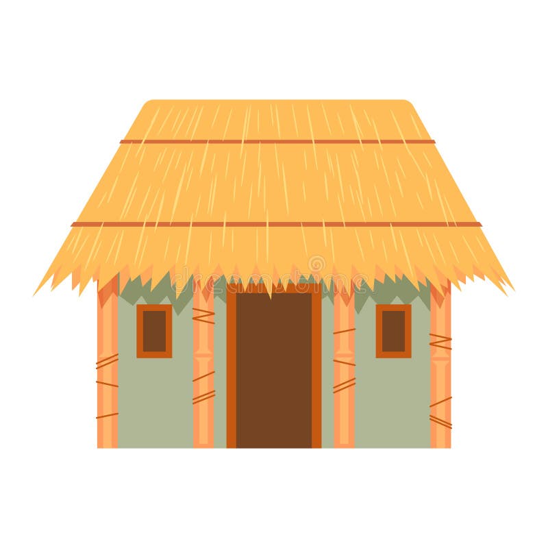 Wooden Bamboo Straw Clay Mud Design Isolated Vector Illustration Stock ...