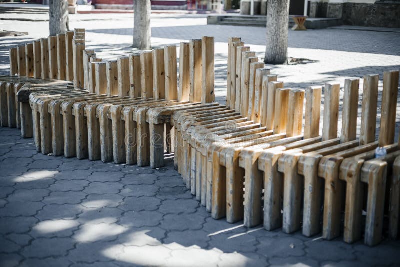 Wooden Banch, Sitting Place of a Wooded Forest with Trees Stock Photo ...