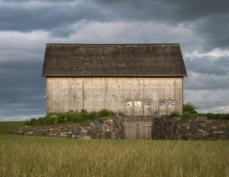 Wooden Barn on Hilltop before a Storm Stock Photo - Image of ...