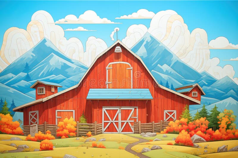 Wooden Barn Set Against the Backdrop of a Mountain Stock Image - Image ...
