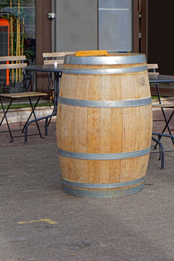 Wooden barrel bar stock image. Image of wine, used, exterior - 244667933