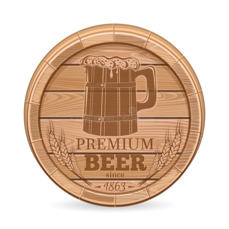 Wooden Barrel with Beer Emblem Vector Illustration Stock Vector ...