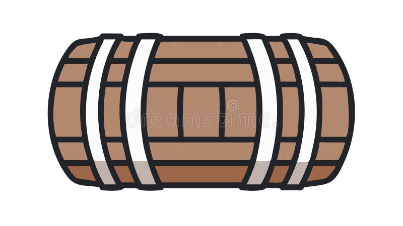 Wooden Barrel Flat Design Icon, Perfect for Beverages and Storage ...