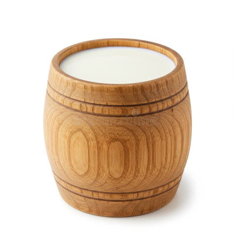 Wooden Barrel with Fresh Milk Isolated on White Background Stock Image ...