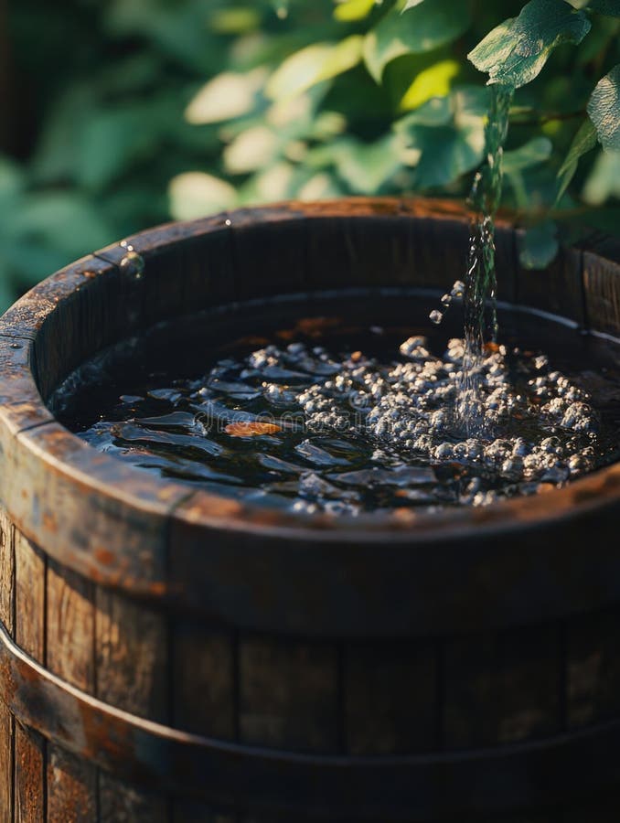 Wooden Barrel Leaking Water Stock Photo - Image of rustic, natural ...