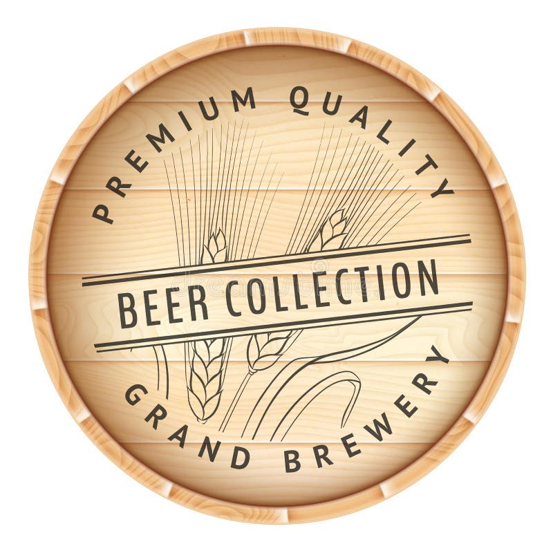 Wooden barrel with logo. stock vector. Illustration of graphic - 43593433