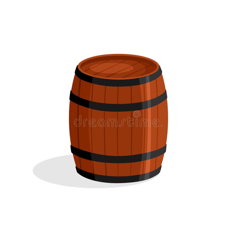 A Wooden Barrel with a Red Top and Black Stripes on the Bottom. Stock ...