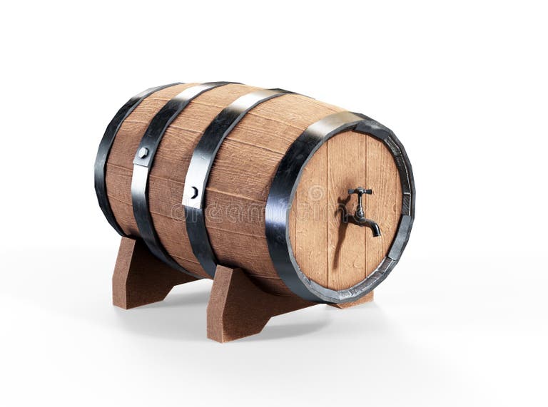 Wooden Barrel on Wooden Stand 3D Render Stock Illustration ...