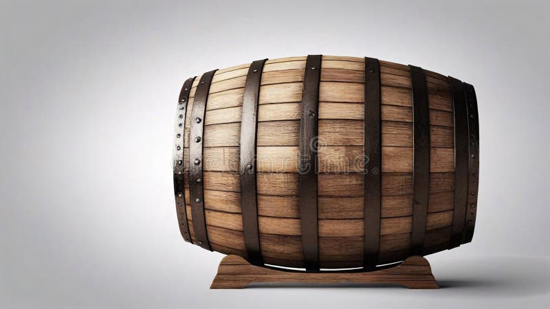 Wooden Barrel on Stand, Side View Stock Illustration - Illustration of ...