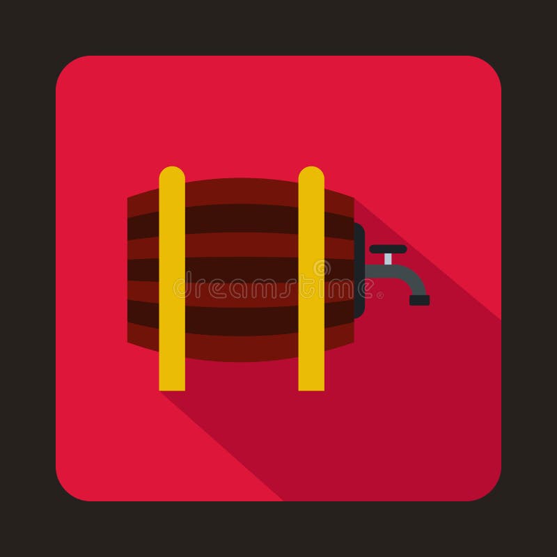 Wooden Barrel with Tap Icon, Flat Style Stock Vector - Illustration of ...