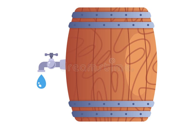 Wooden barrel with water. stock vector. Illustration of container ...