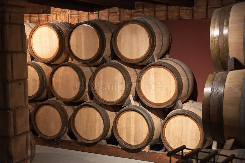 Wooden Barrels in the Cellar Stock Image - Image of restaurant, wine ...
