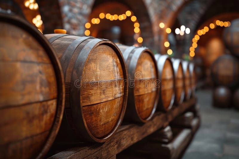 Wooden Barrels of Craft Beer in the Cellar Stock Image - Image of wood ...