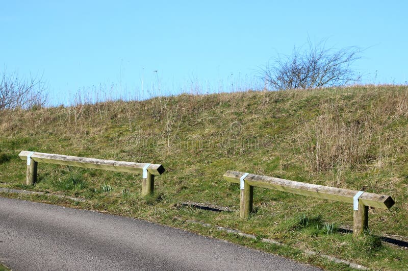 Wooden Barriers at Side Protecting Footpath Stock Photo - Image of ...