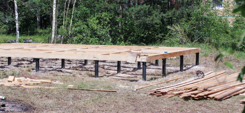 The Wooden Base for a Country House. Stock Image - Image of design ...