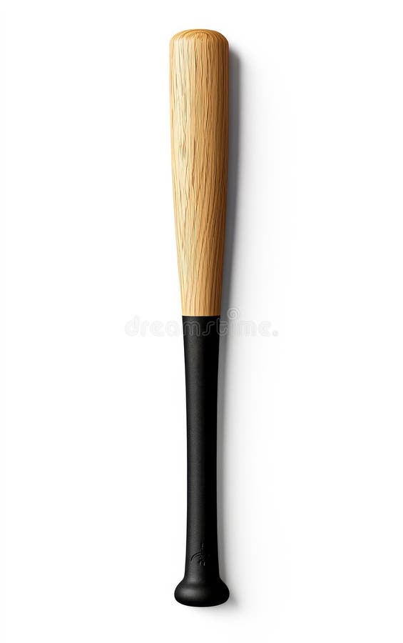 A Wooden Baseball Bat with a Black Handle Stock Photo - Image of ...