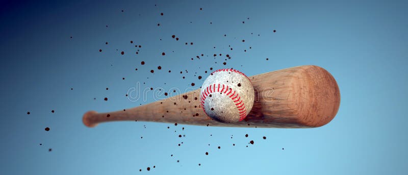 Wooden Baseball Bat Hitting a Ball Stock Illustration - Illustration of ...
