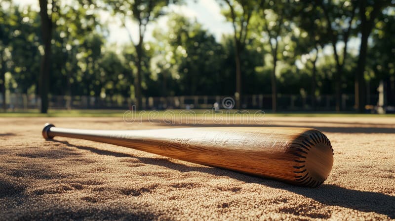 A Wooden Baseball Bat is Laying on the Ground Stock Illustration ...
