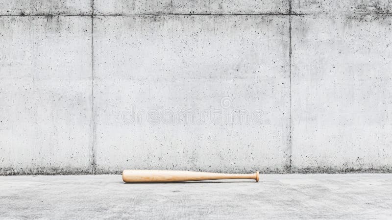 A Wooden Baseball Bat Lies on the Ground in Front of a Concrete Wall ...