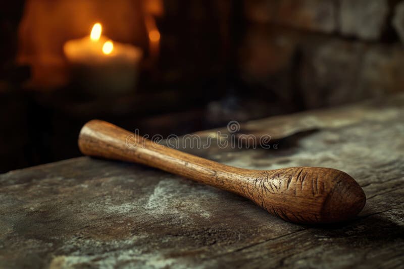 A Wooden Baseball Bat Placed on a Table Surface Stock Photo - Image of ...