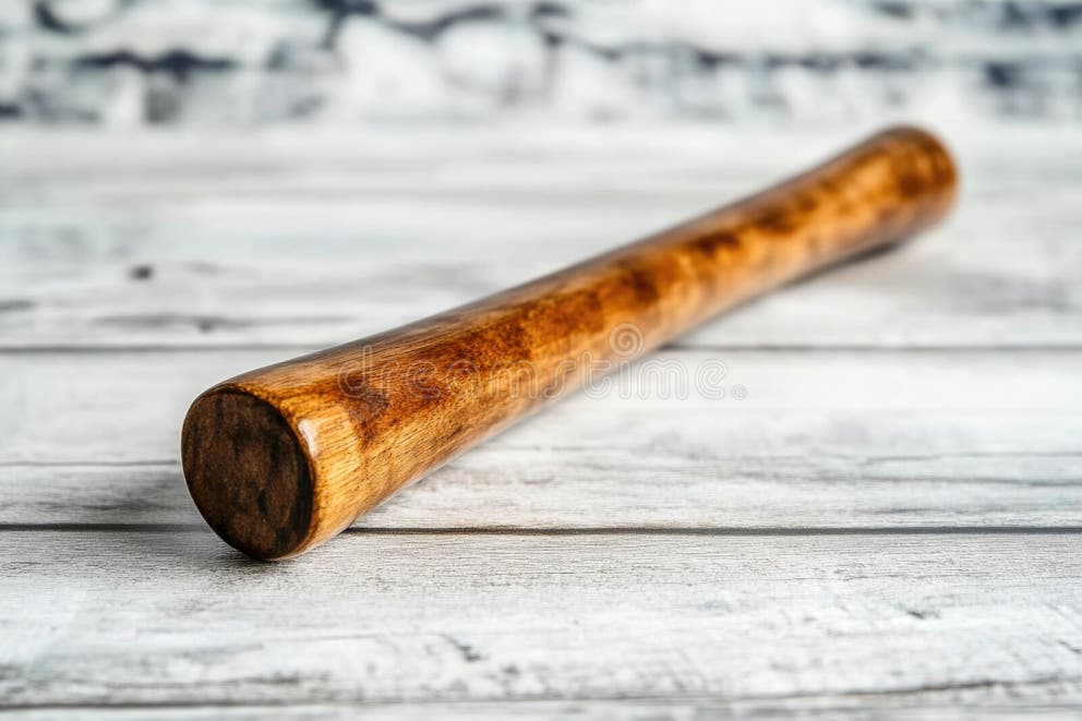Wooden Baseball Bat on Rustic Wooden Surface Stock Illustration ...