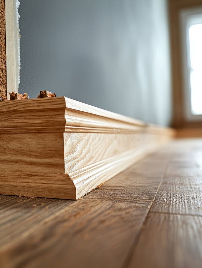 Wooden Baseboard and Floor in a Home Interior. Stock Photo - Image of ...