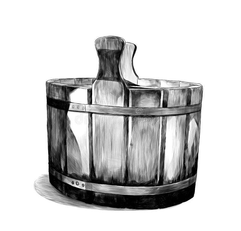 Wooden Bucket Drawing