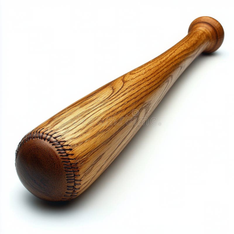 Wooden Bat Resting at an Angle on a White Surface in a Well Lit ...