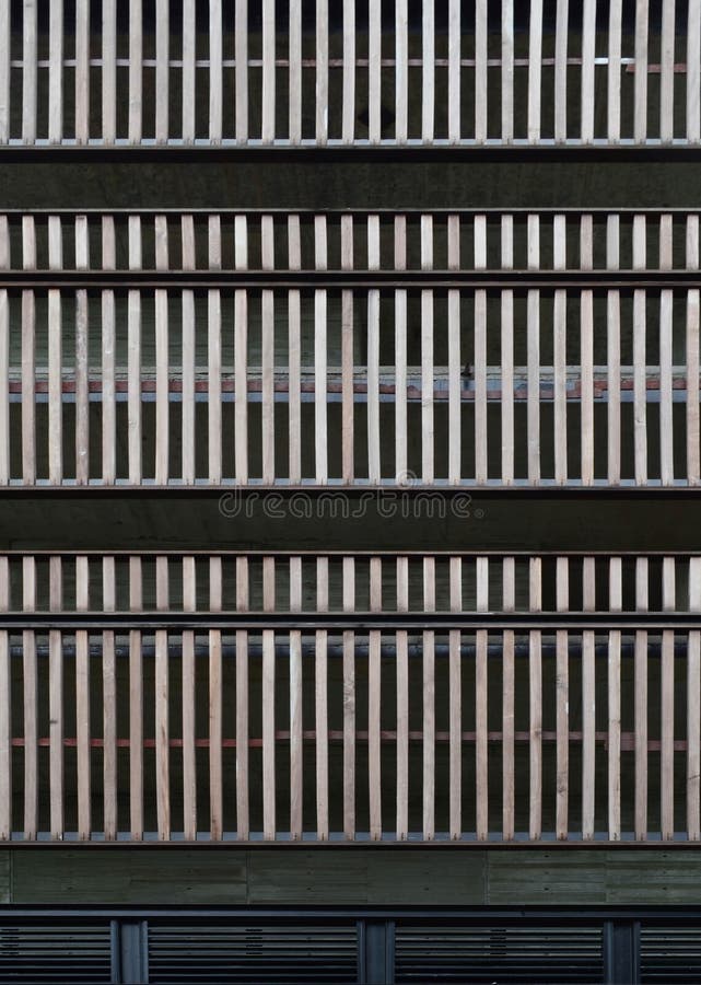 Wooden Batten Facade Building Stock Photo - Image of abstract, facade ...