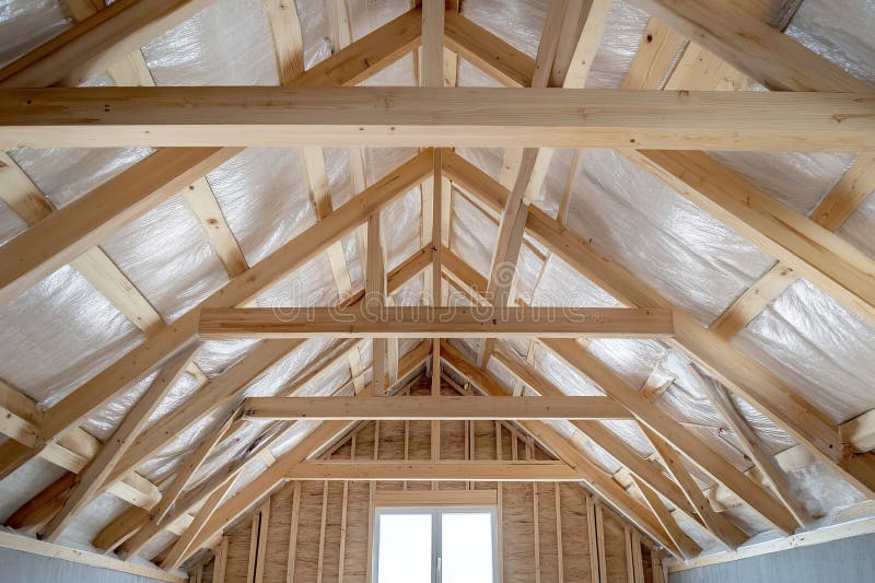 Wooden Beam Ceiling Structure in Modern Sustainable Architecture ...